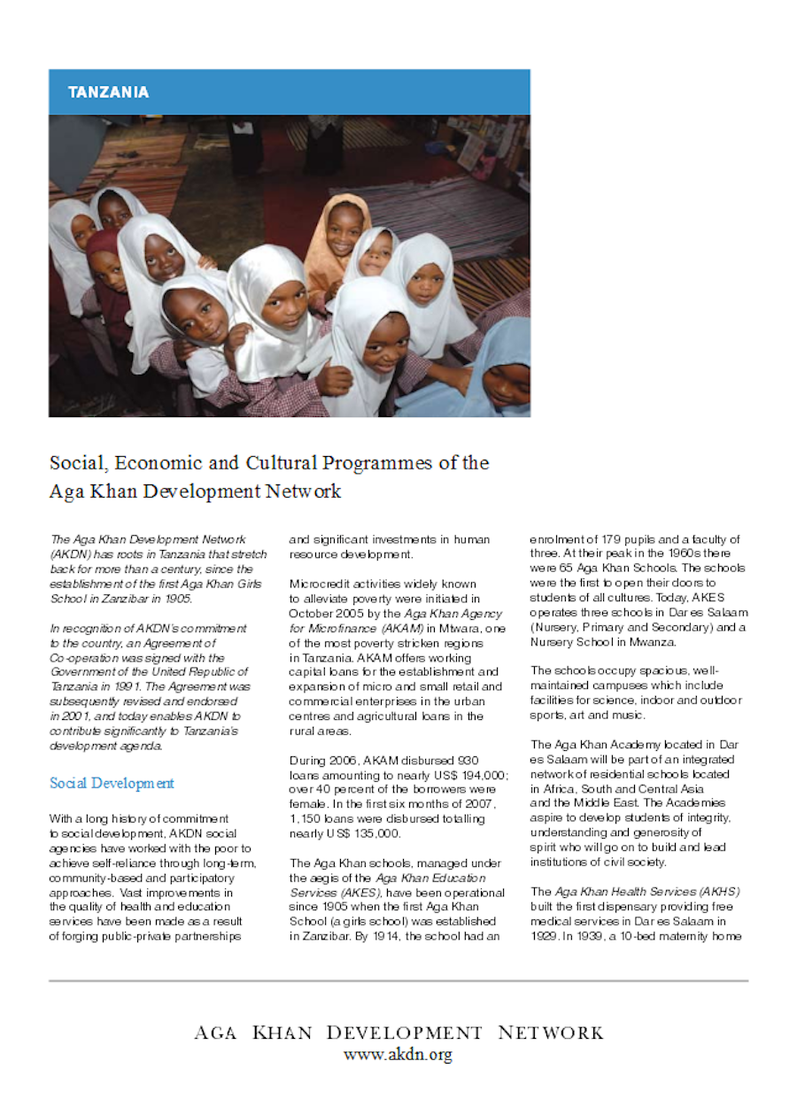 Aga Khan Development Network in Tanzania - AKDN