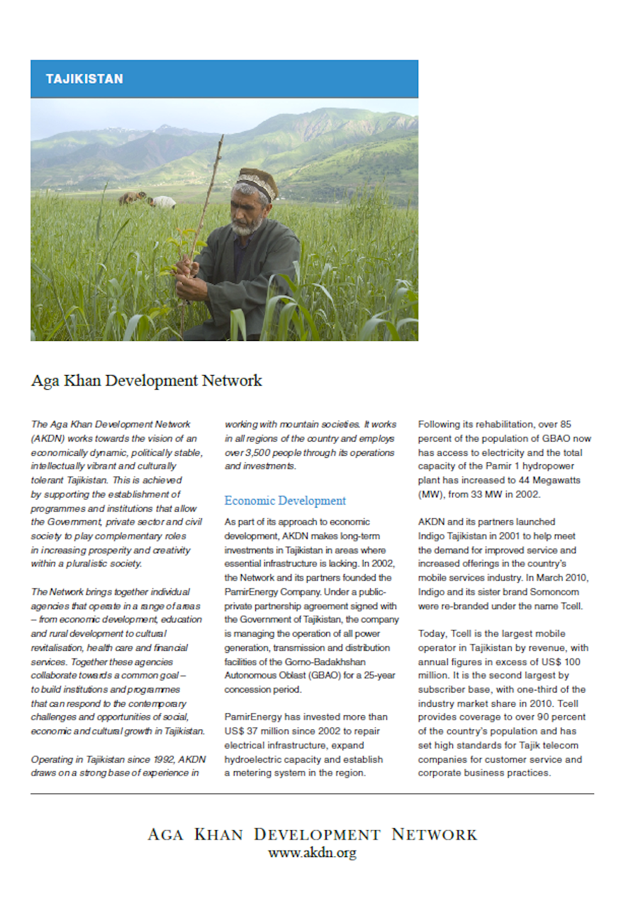Aga Khan Development Network in Tajikistan - AKDN