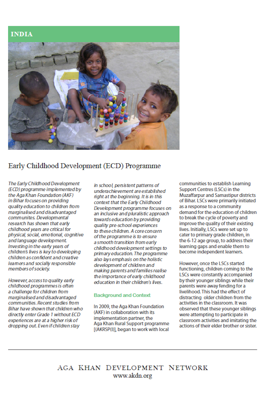 Early Childhood Development (ECD) Programme India - AKDN