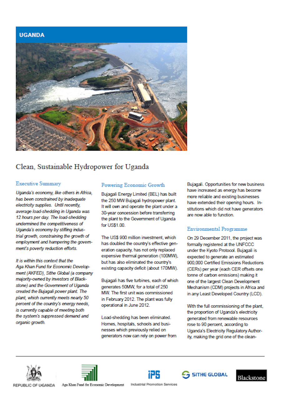 AKFED - Clean sustainable hydropower for Uganda - AKDN